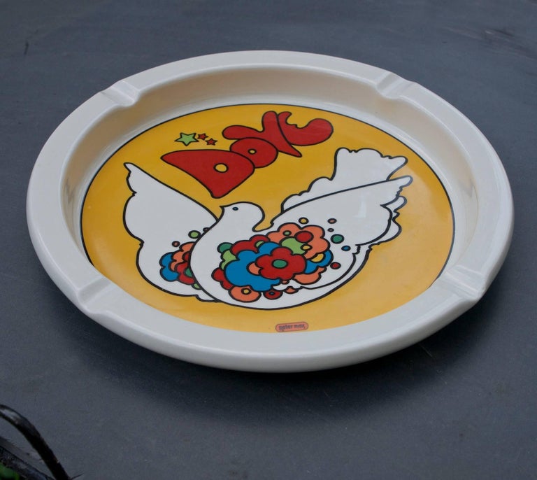 Late 1960s Bird of Peace Dove Ashtray by Peter Max Psychedelic Pop Art ...