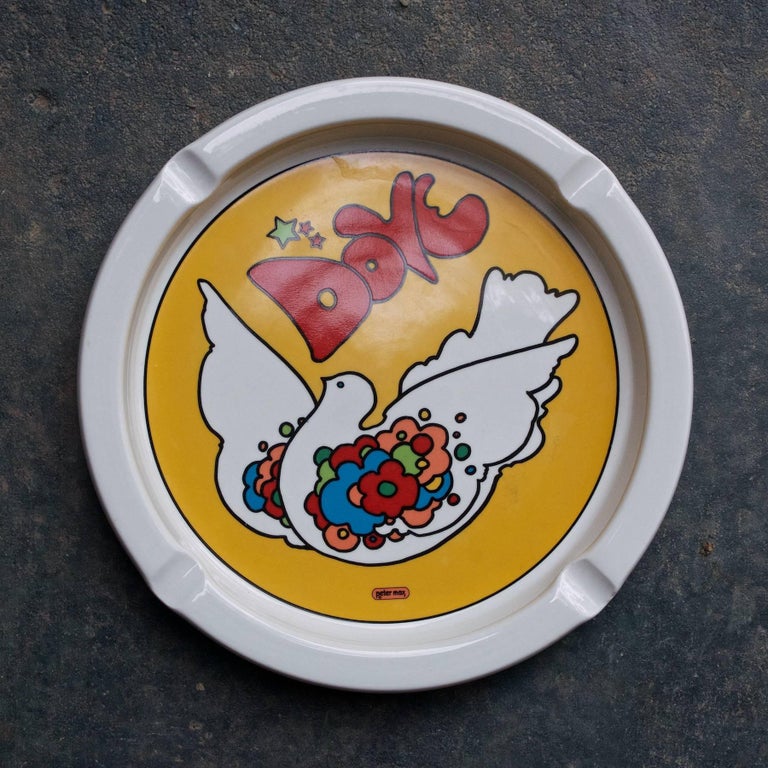 Late 1960s Bird of Peace Dove Ashtray by Peter Max Psychedelic Pop Art ...