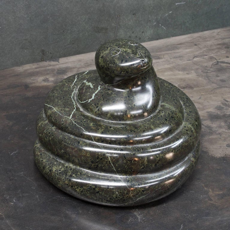 Vintage Midcentury Black Marble Coiled Snake Sculpture Door Stop Desk ...