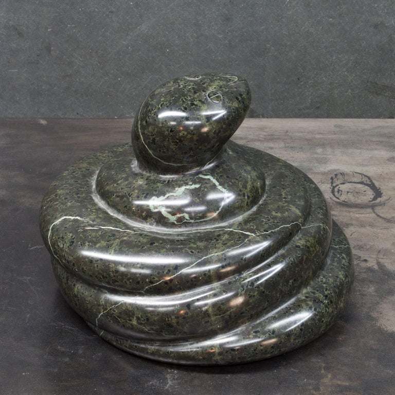 Vintage Midcentury Black Marble Coiled Snake Sculpture Door Stop Desk ...