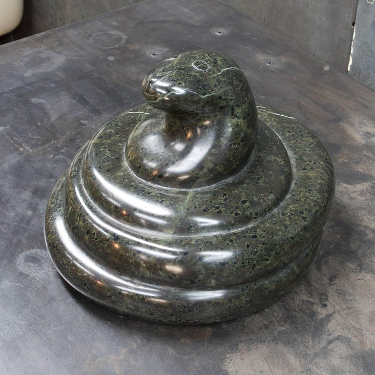 Vintage Midcentury Black Marble Coiled Snake Sculpture Door Stop Desk ...