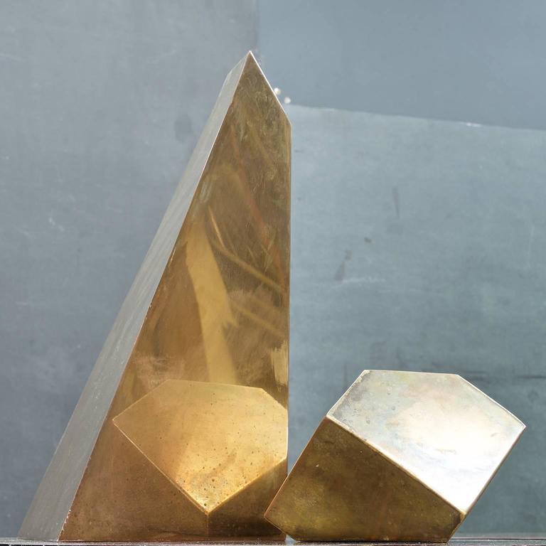 Modernist Geometric Brass Architectural Vases at 1stDibs