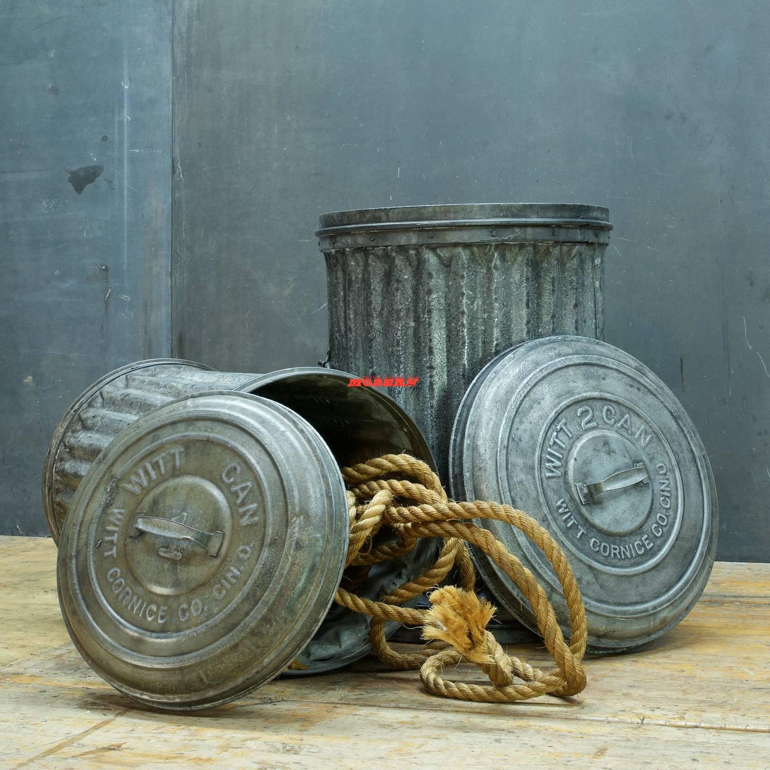 1950s Riveted Alley Trash Cans at 1stdibs