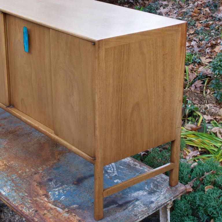 Ray Sabota Bleached Mahogany Topaz Enamel Handle Credenza Mid-Century ...