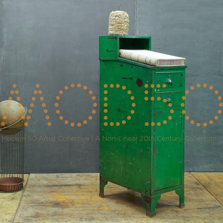 Vintage Industrial Green Steel Autohaus Garage Stand Mechanics Desk at ...