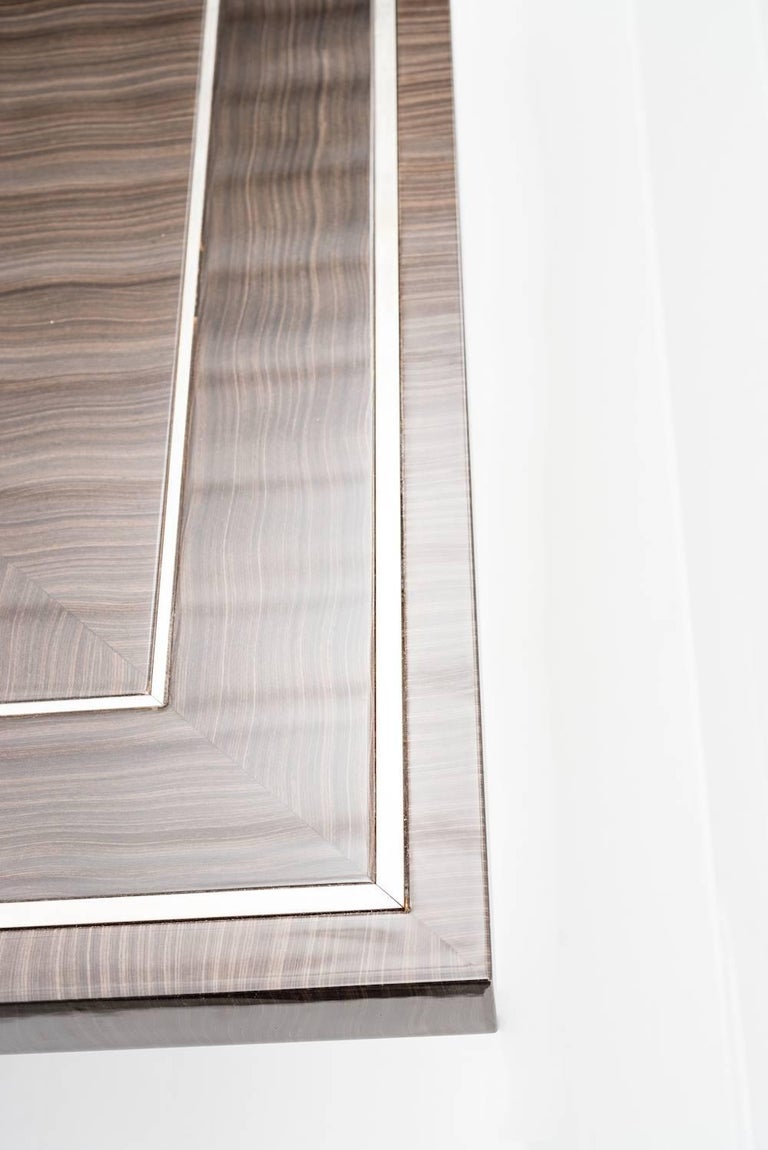 Fine Bespoke Dining Room Table, Veneer Wood Top and Base with Chrome ...