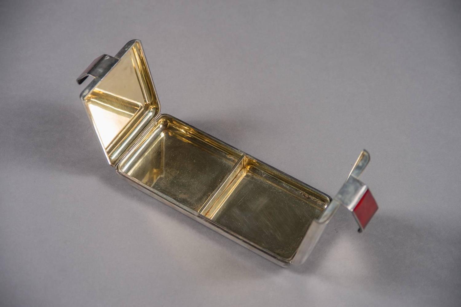 Norwegian Sterling Silver and Red Enamel Hinged Box by J.Tostpup For ...