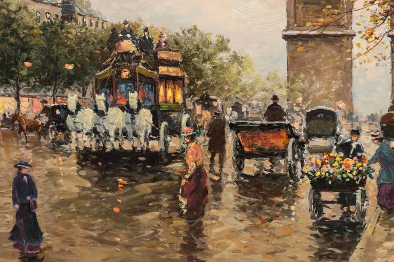 Jean Riboud 'French, 1940-1980' Oil on Canvas Depicting Champs Elysees ...