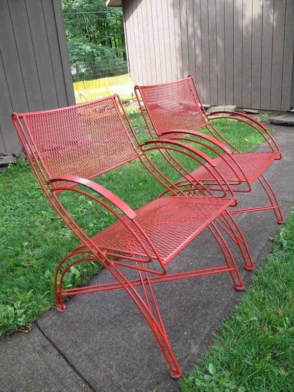 Pair of Mid-Century Red Outdoor Chairs at 1stDibs