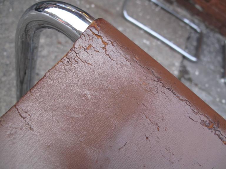 Four Cantilever Chrome and Leather Chairs at 1stDibs