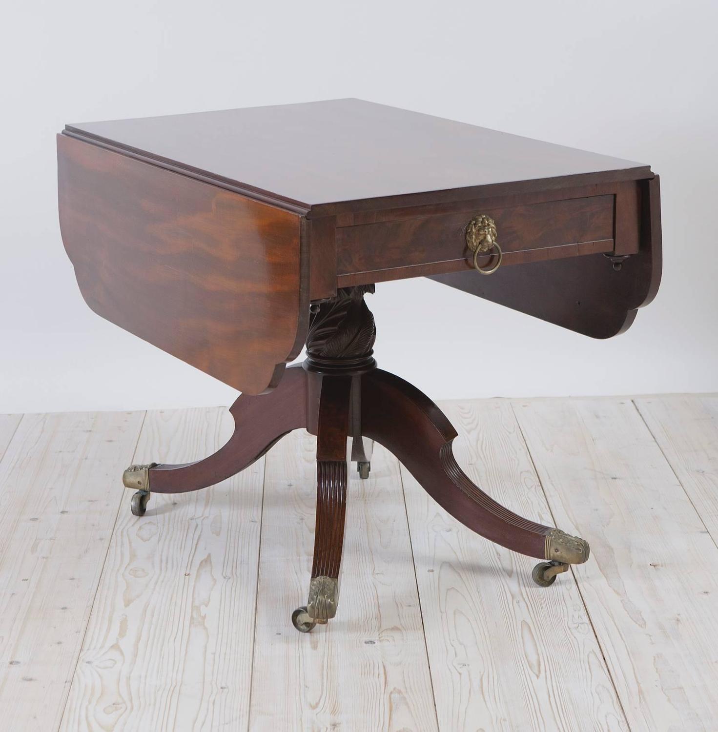 American Federal Drop-Leaf Library or Breakfast Table in Mahogany with ...