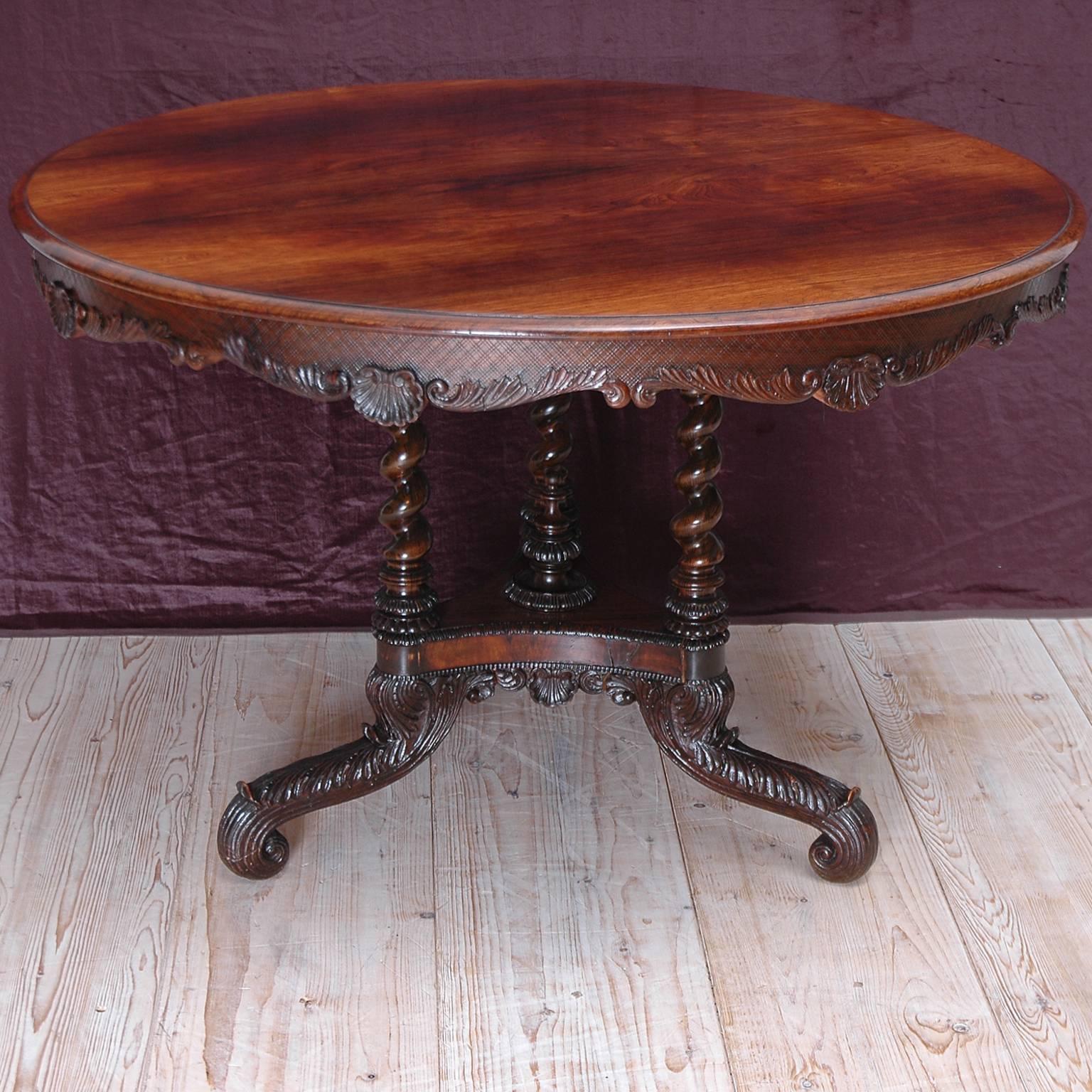 George III Round Center Table in Rosewood with Tripod Base at 1stDibs