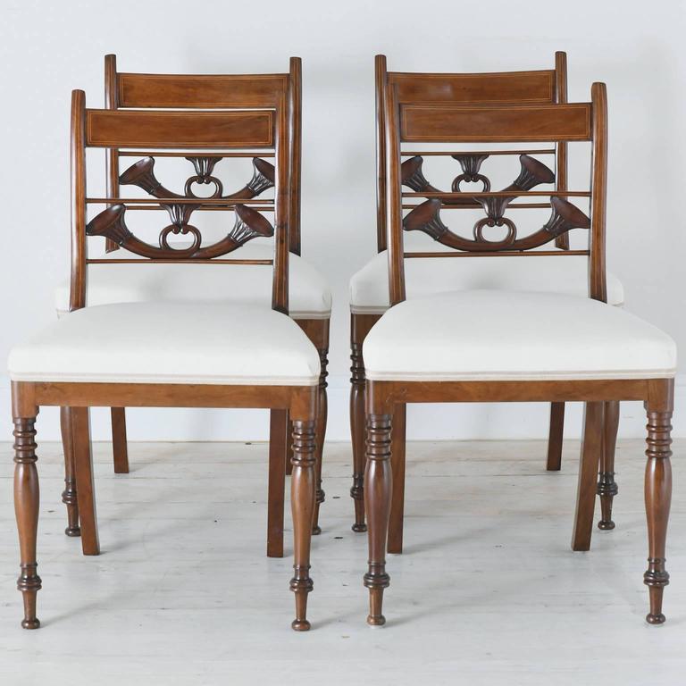 Set of 4 Antique English Regency Dining Chairs in Mahogany w ...