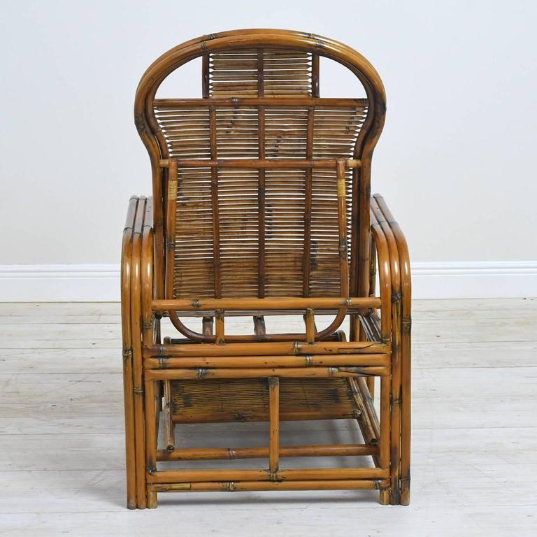 Pair of Bamboo Lounge Chairs with Sliding Foot Rests, French Indochina ...