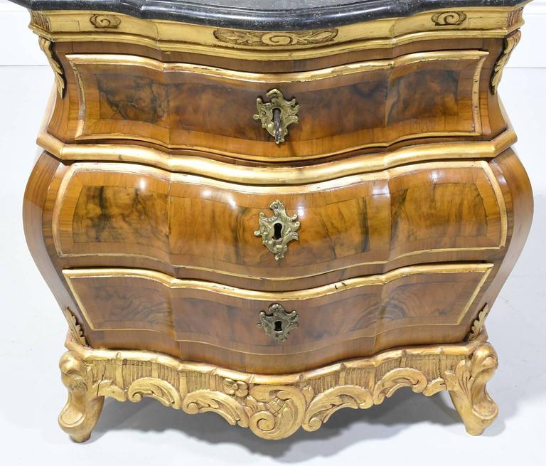 19th Century Rococo-Style Bombe Commode in Walnut w/ Parcel Gilt and ...