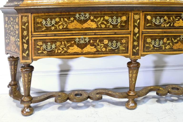 Dutch Kast or Glass Display Cupboard in Mahogany with Marquetry Inlays ...