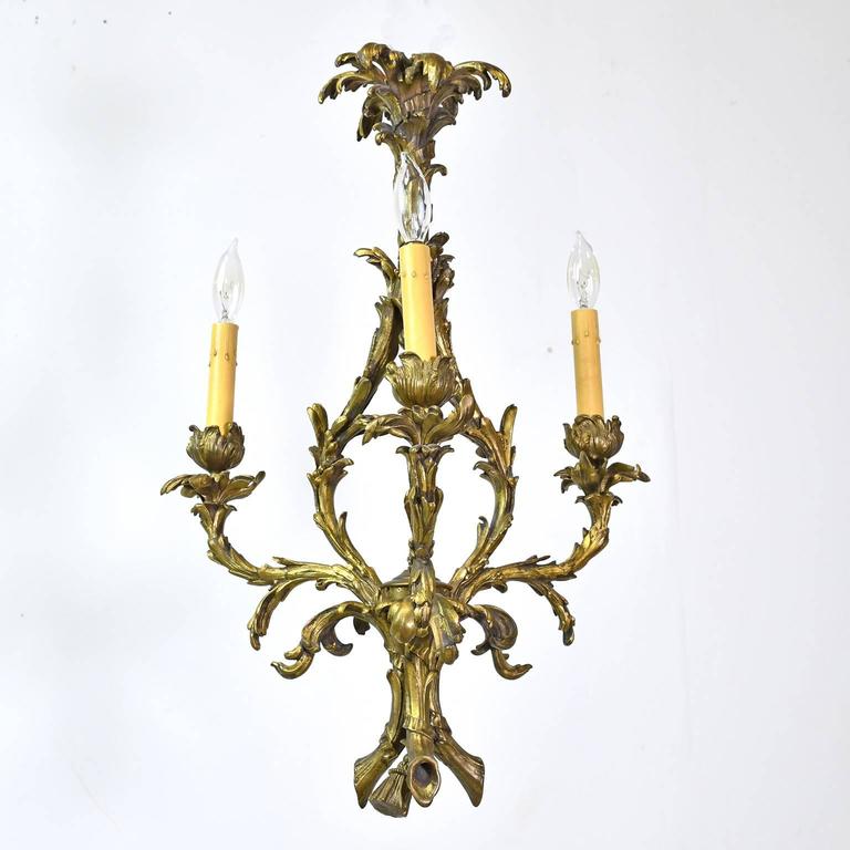 Early 20th Century, French Rococo Style Three-Light Chandelier in ...