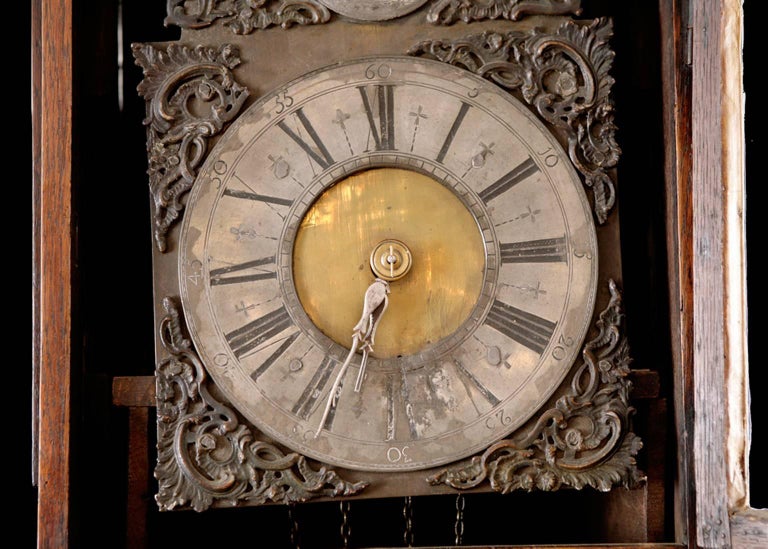 Early 17th Century Flemish Tall-Case Clock with Oak Case and Pewter ...