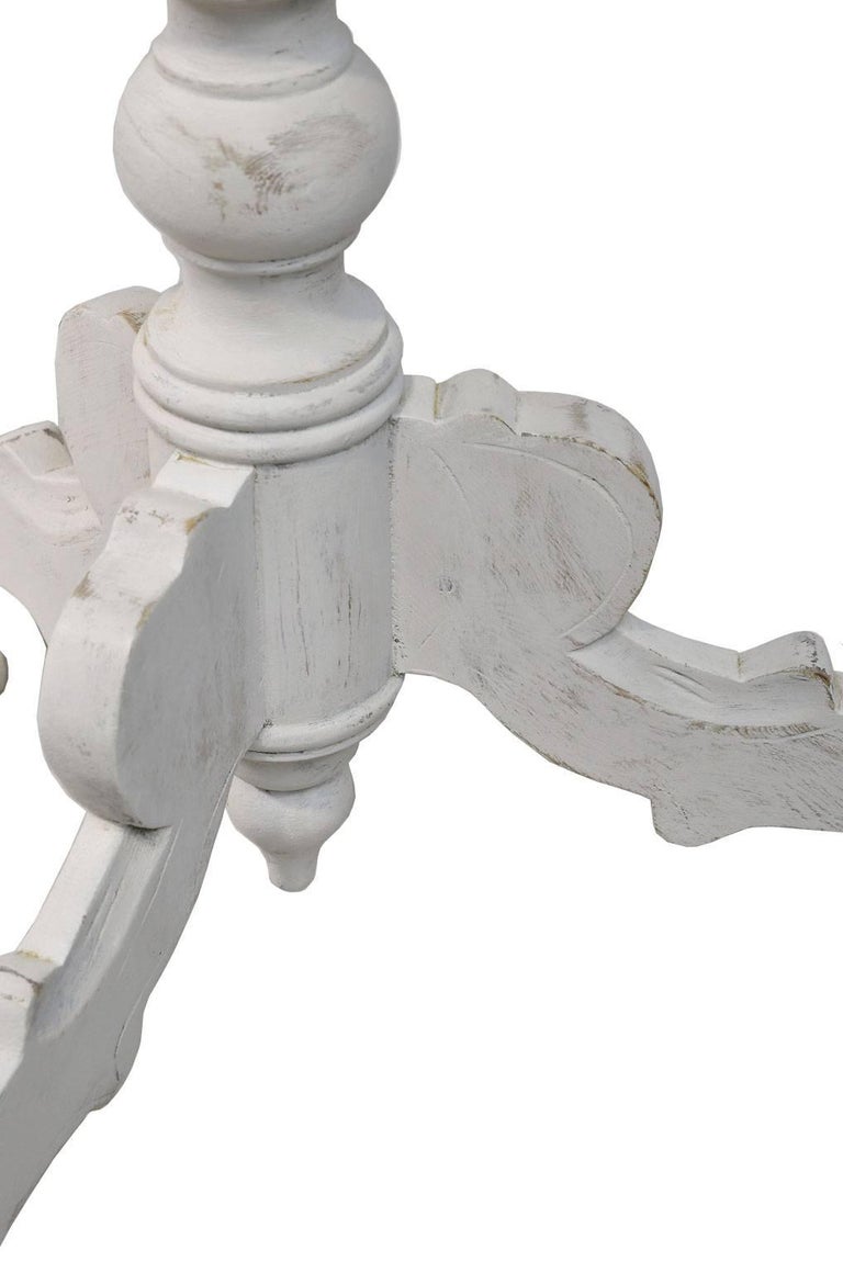 Swedish Gustavian End Table on Tri-foot Pedestal w/ Grey/White Paint, c ...