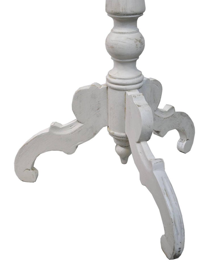 Swedish Gustavian End Table on Tri-foot Pedestal w/ Grey/White Paint, c ...