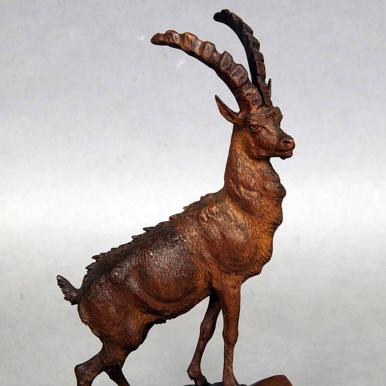 Great Carved Wood Sculptures Ibex and Chamois, 1900 at 1stDibs