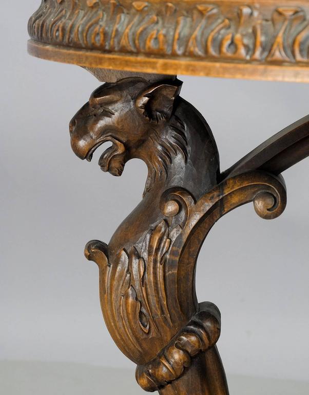 Marble Cocktail Table with Carved Wood Gargoyle Feet at 1stDibs