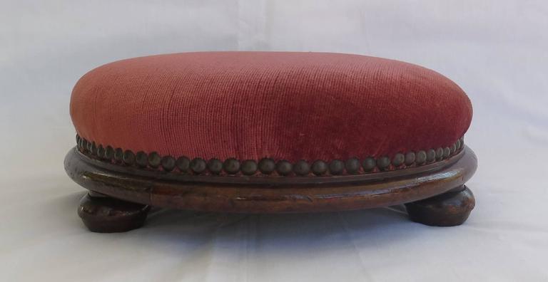 Mid Victorian, FOOT STOOL, Walnut, Bun Feet, English, circa 1850 at 1stDibs