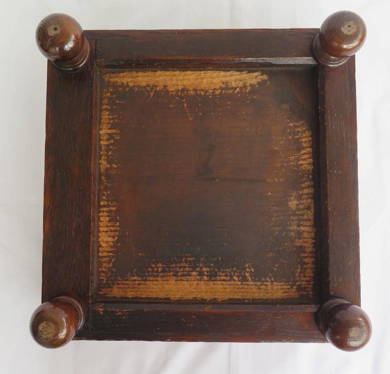 Late Victorian Footstool Oak with Bun Feet Tapestry top, English Circa ...