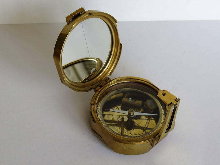 Compass by Stanley London Natural Sine Solid Brass in Teak Box, Circa ...