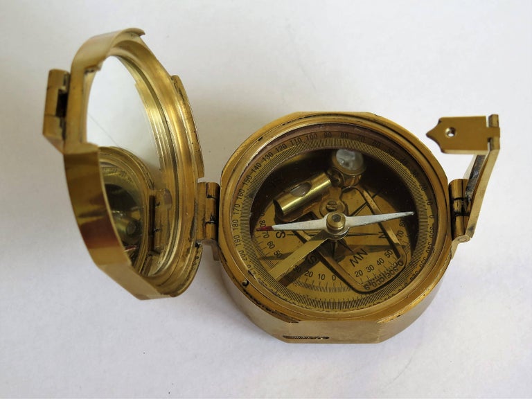 Compass by Stanley London Natural Sine Solid Brass in Teak Box, Circa ...