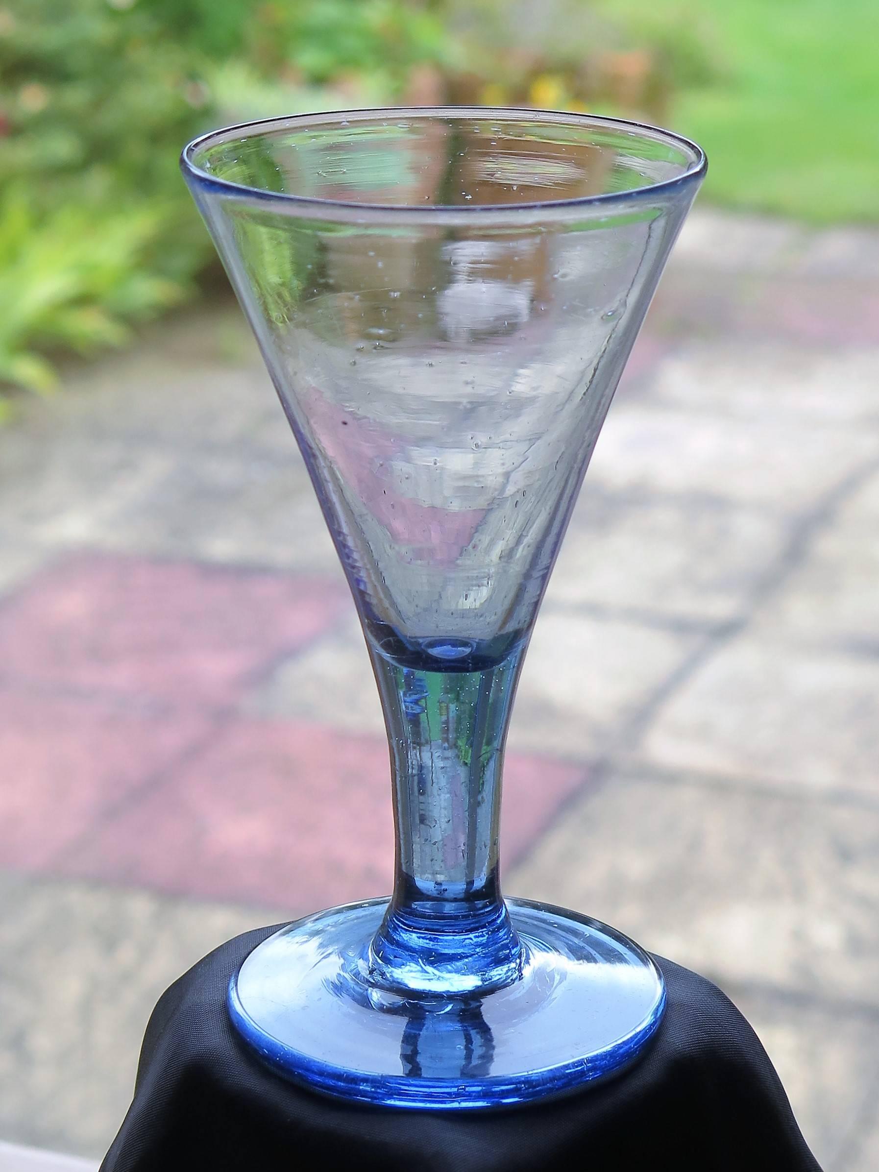 18th Century English Wine Glass, Light Blue Handblown, Rare Color ...