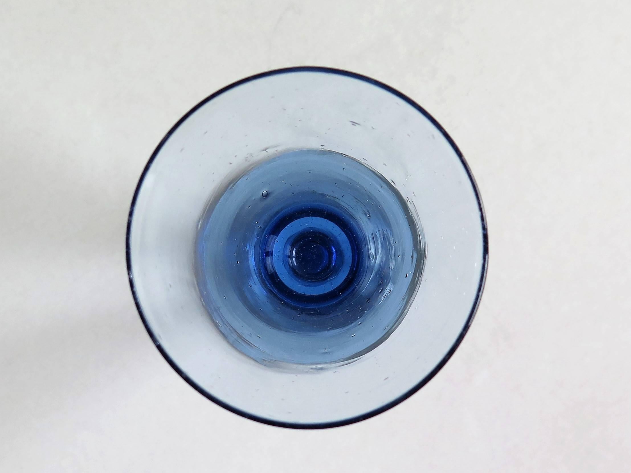 18th Century English Wine Glass, Light Blue Handblown, Rare Color ...