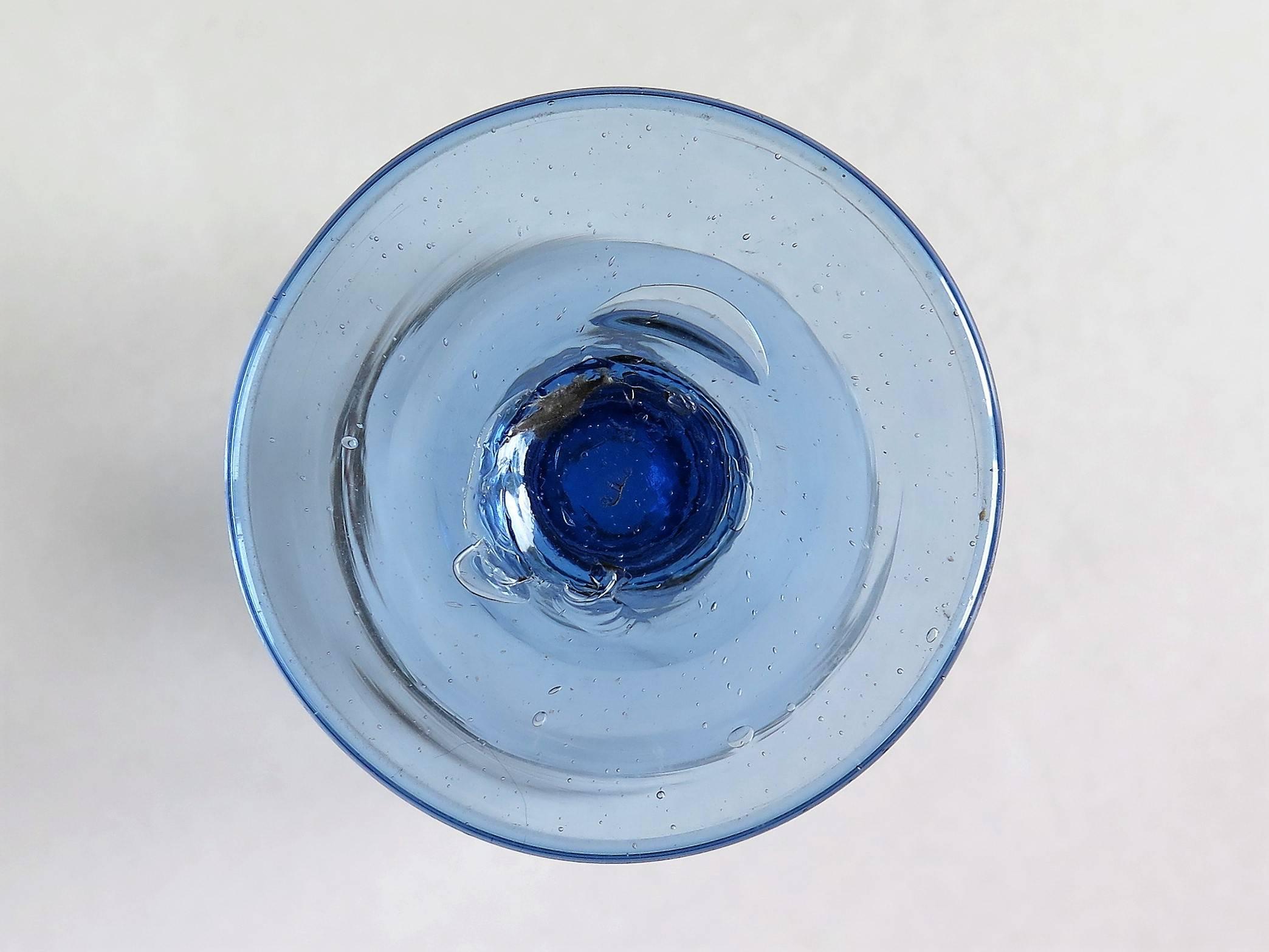 18th Century English Wine Glass, Light Blue Handblown, Rare Color ...