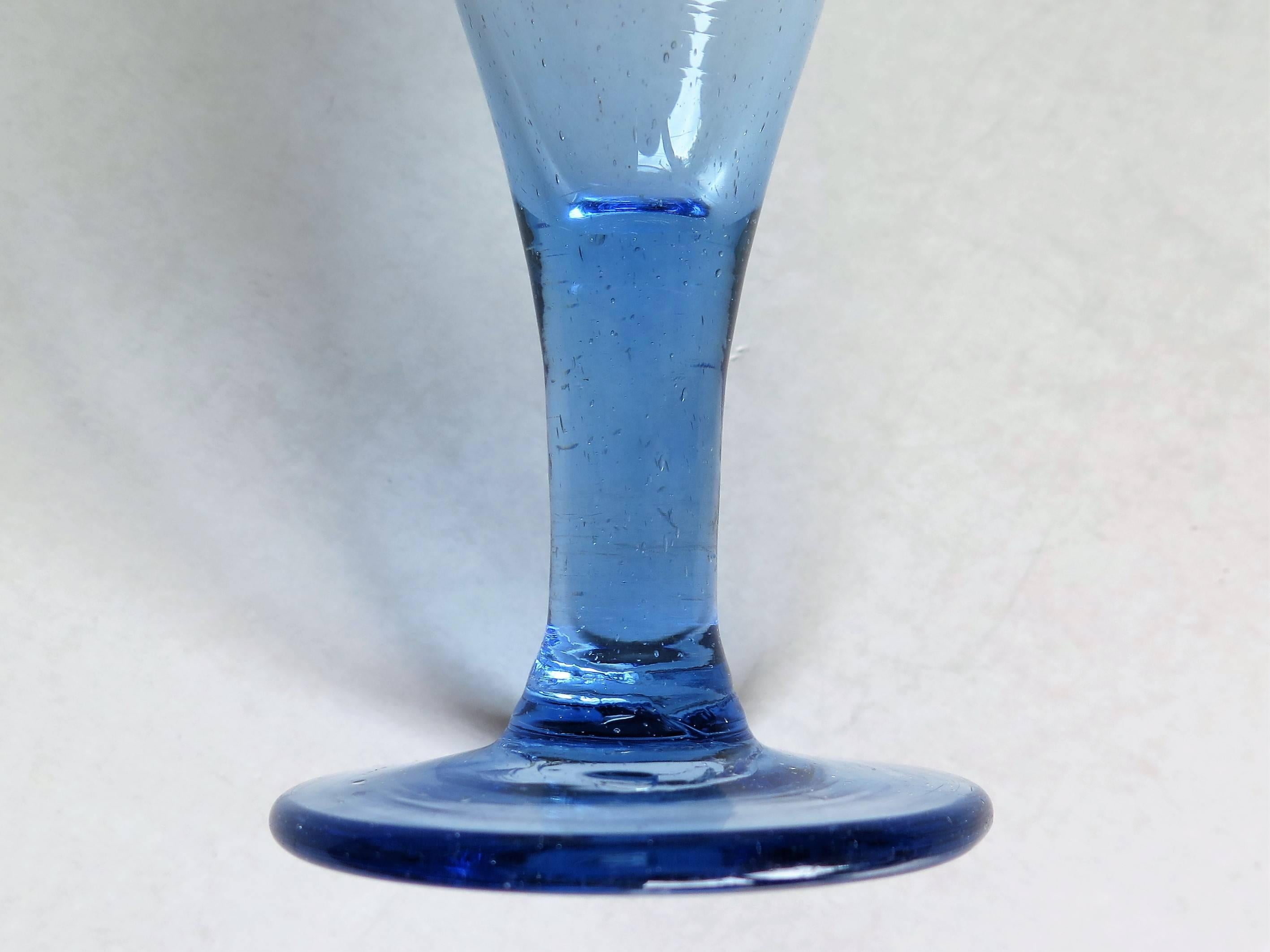 18th Century English Wine Glass, Light Blue Handblown, Rare Color ...