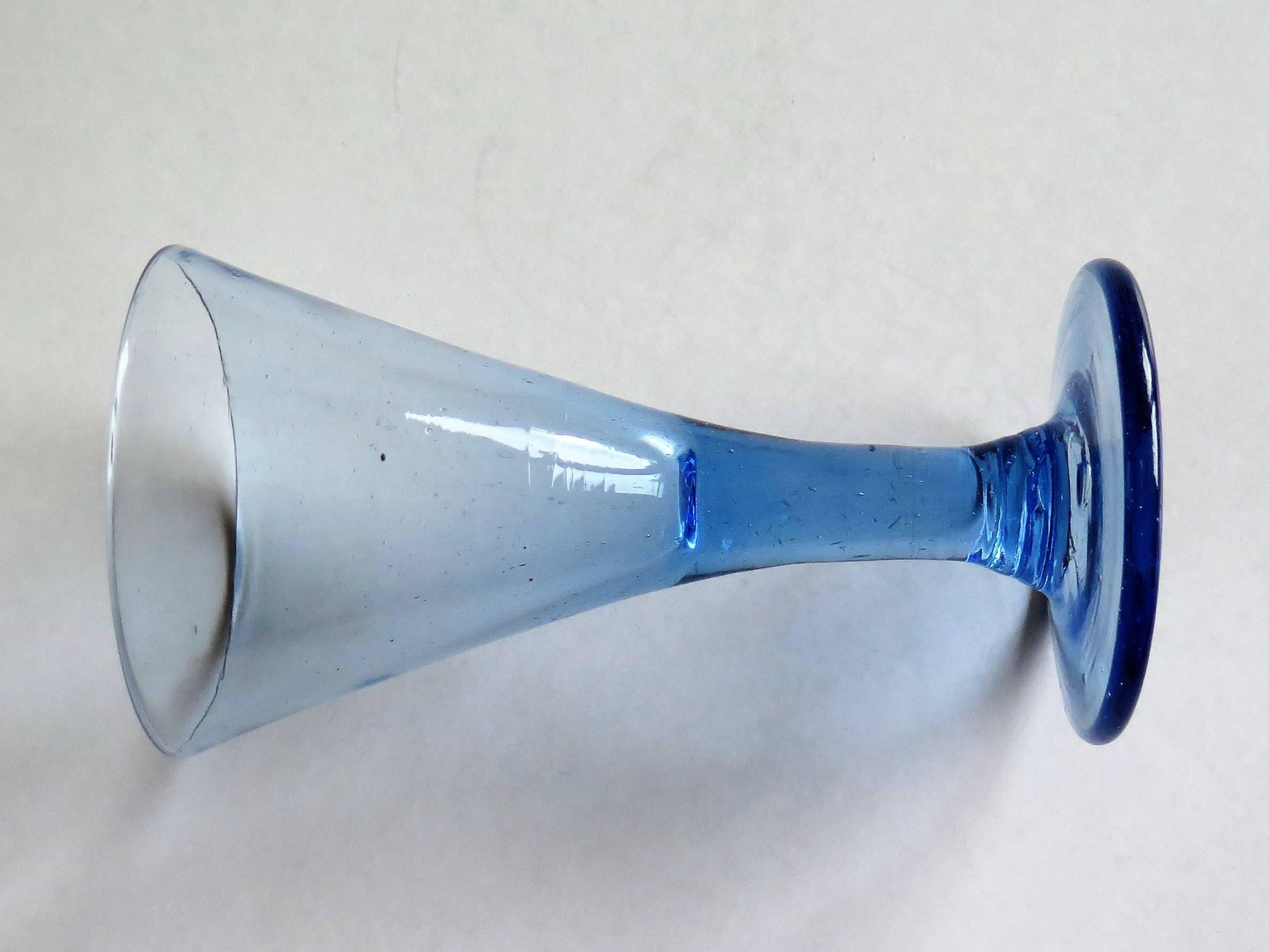 18th Century English Wine Glass, Light Blue Handblown, Rare Color ...