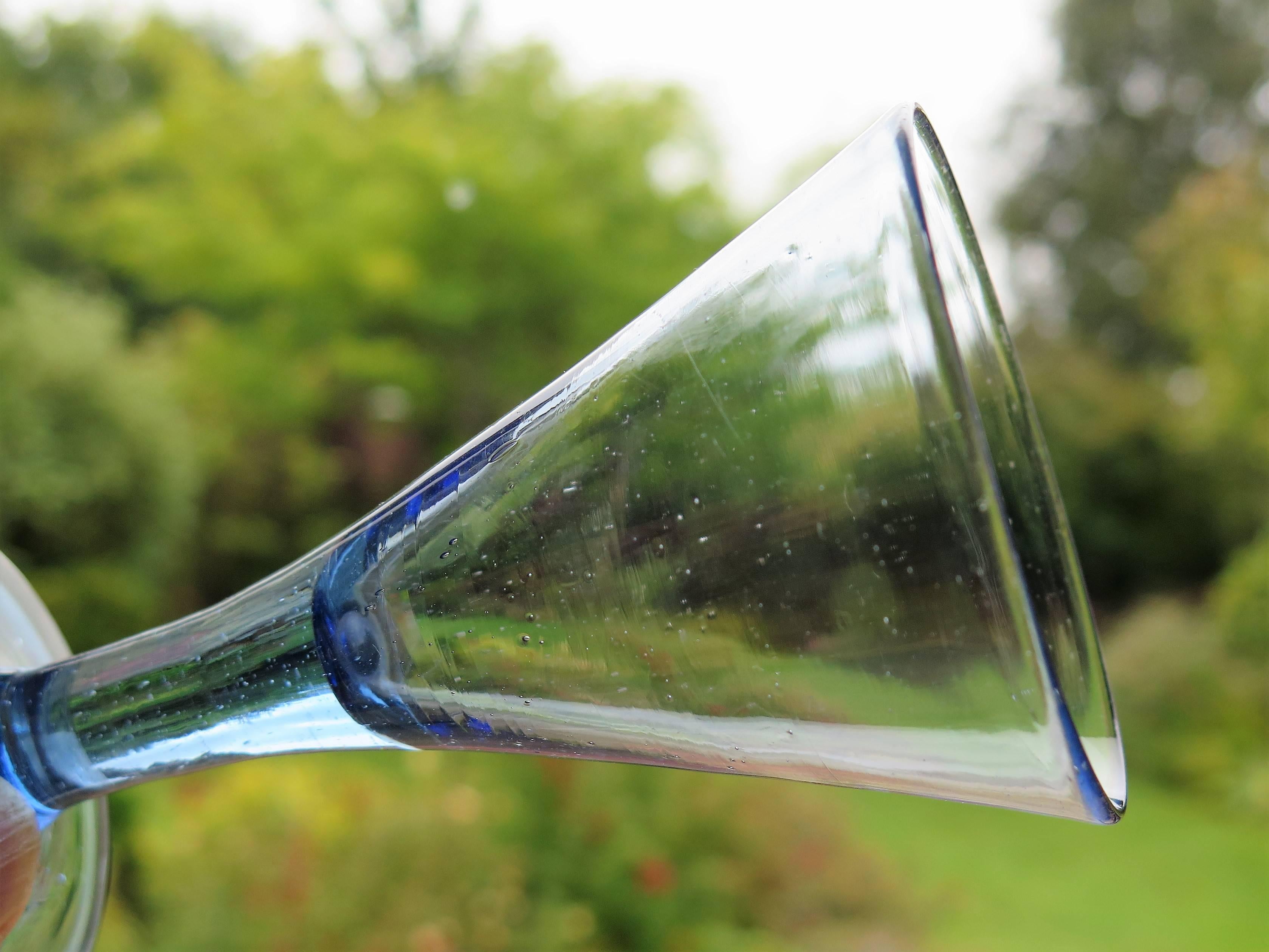 18th Century English Wine Glass, Light Blue Handblown, Rare Color ...