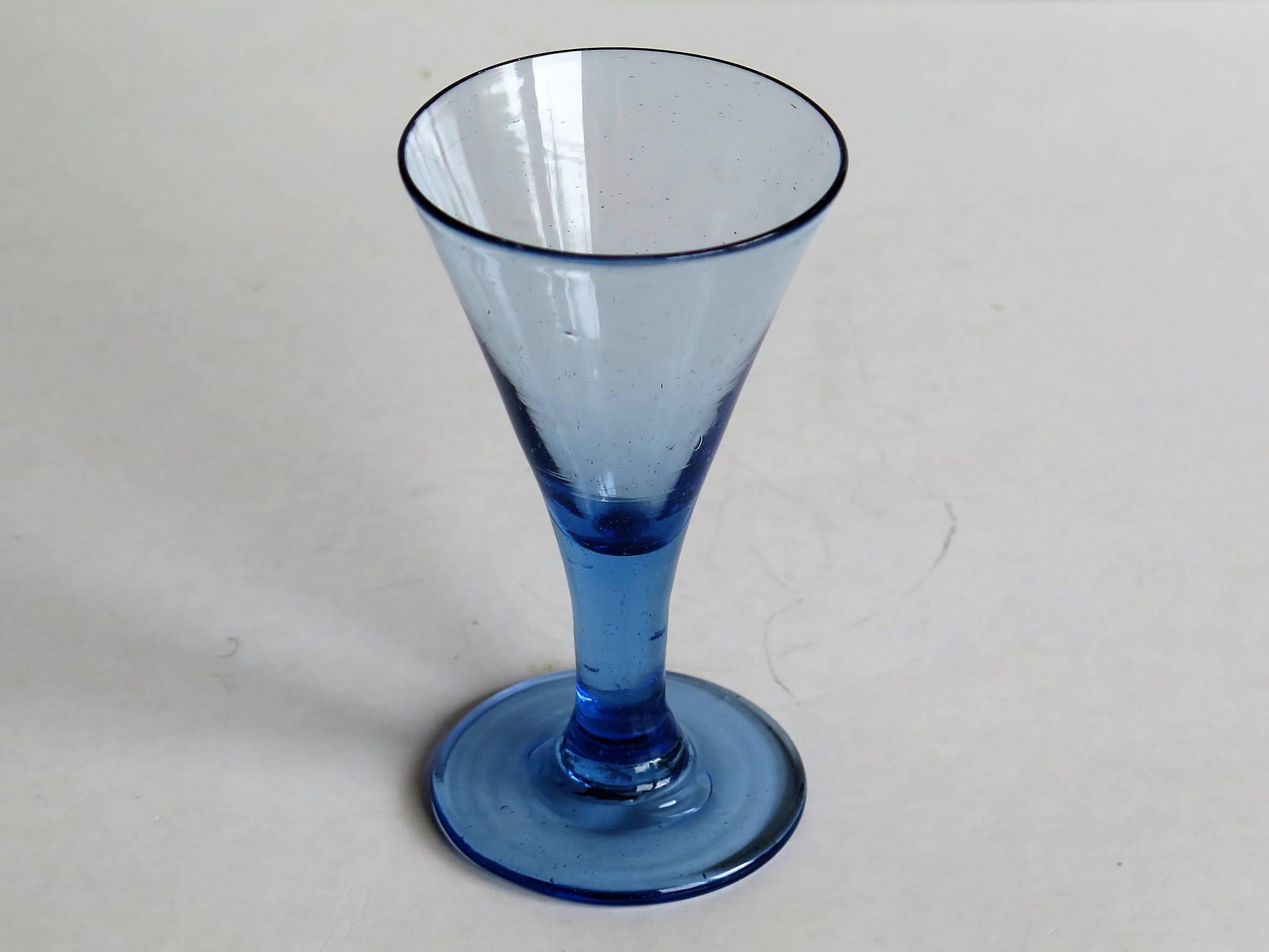 18th Century English Wine Glass, Light Blue Handblown, Rare Color ...
