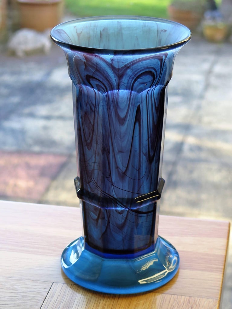 George Davidson Cloud Glass Blue Column Vase Art Deco Period, Circa ...