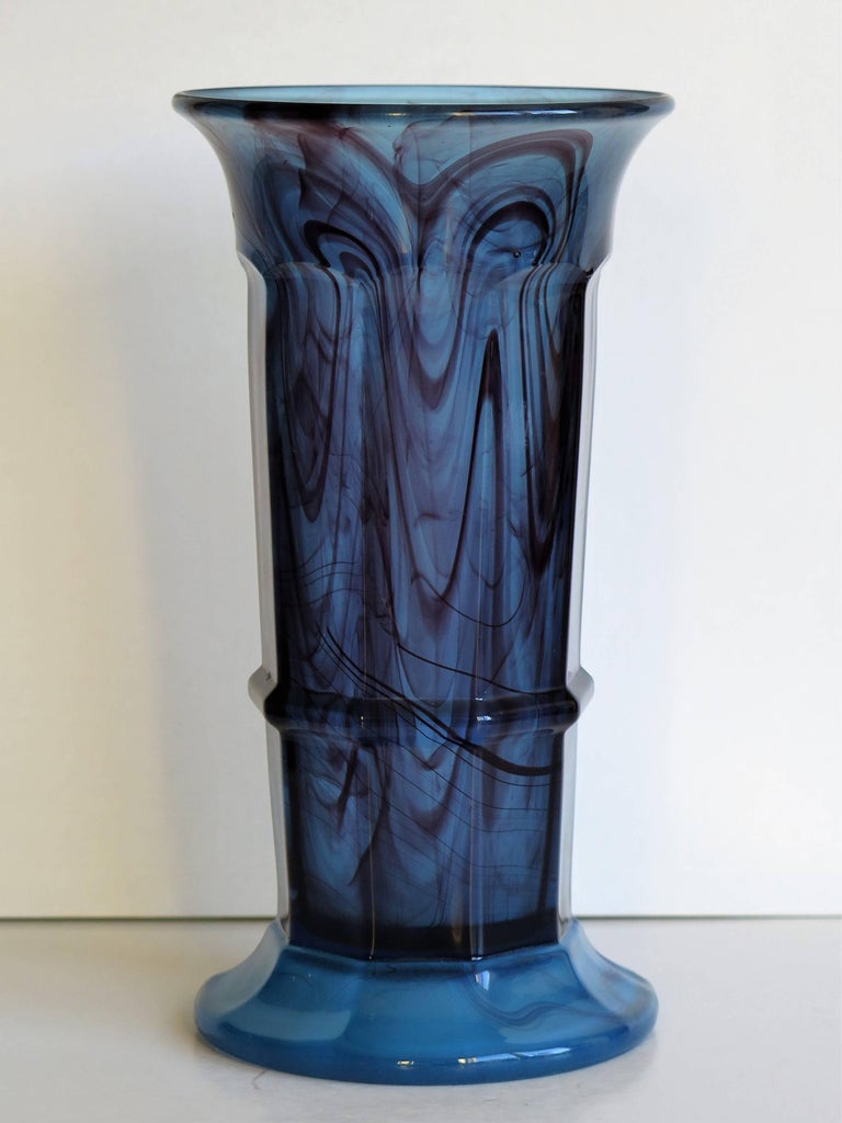 George Davidson Cloud Glass Blue Column Vase Art Deco Period, Circa ...