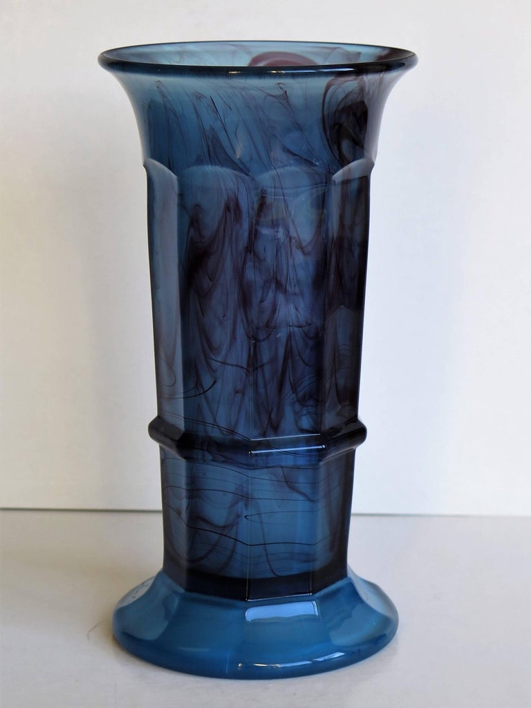 George Davidson Cloud Glass Blue Column Vase Art Deco Period, Circa ...