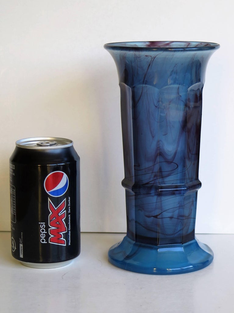 George Davidson Cloud Glass Blue Column Vase Art Deco Period, Circa ...