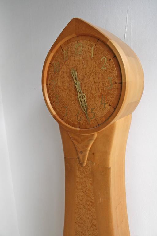 Carl Malmsten Longcase Clock of Birch and Burl Wood For Sale at 1stDibs