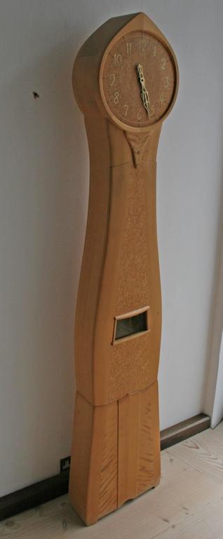 Carl Malmsten Longcase Clock of Birch and Burl Wood For Sale at 1stDibs