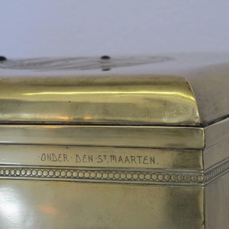 Dutch Art Nouveau 'Nieuwe Kunst' Brass Engraved Chest by J.C. Stoffels ...