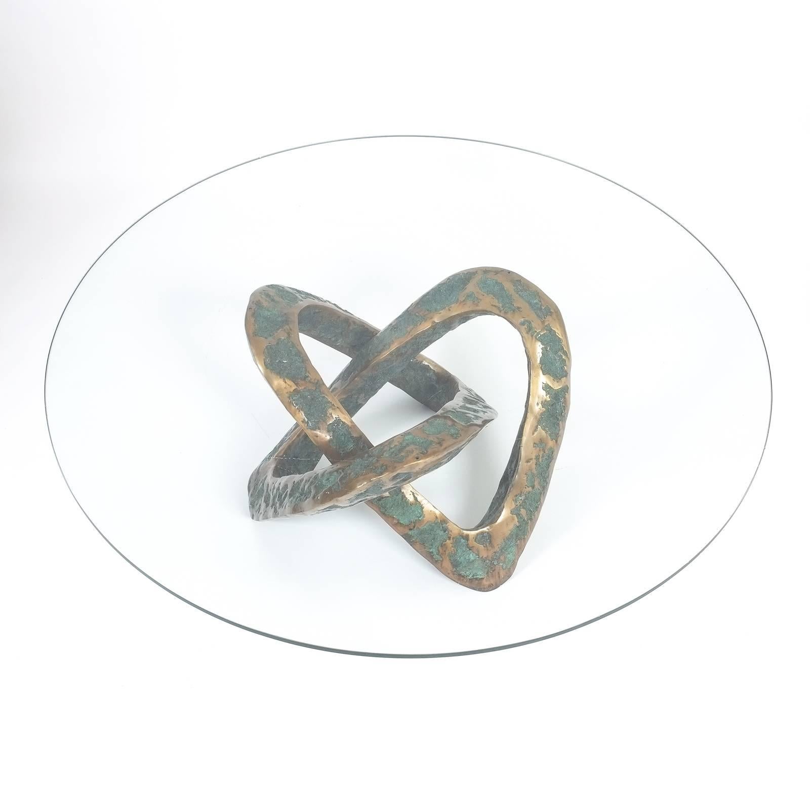 Sculptural Brutalist Mobius Bronze Table Mid Century at 1stDibs