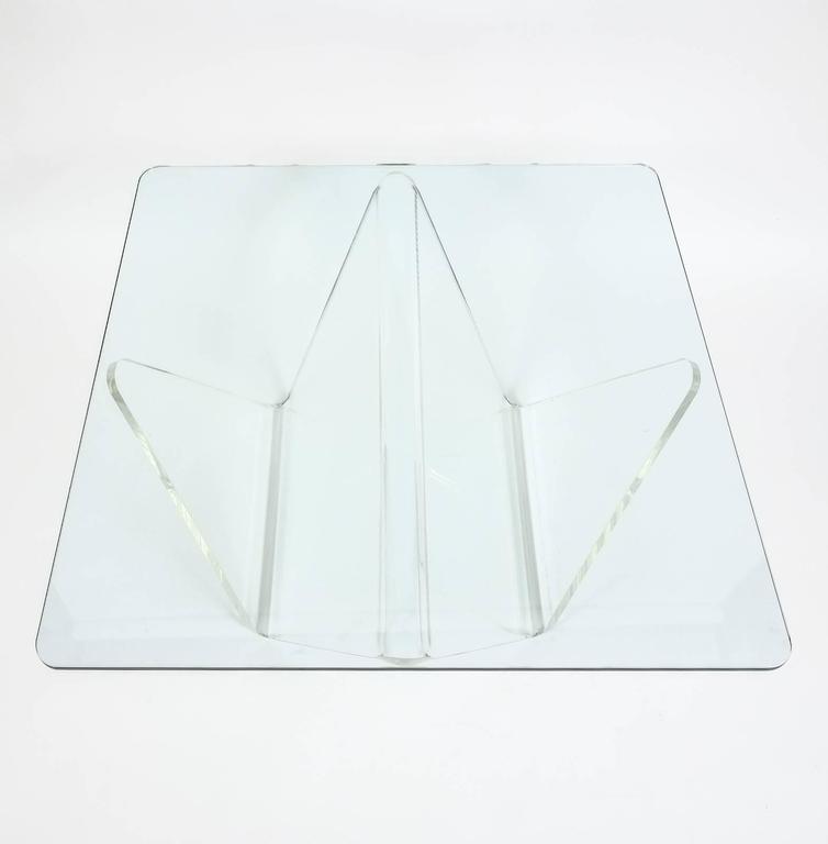 Large Lucite and Glass Wave Table, circa 1960 For Sale at 1stDibs
