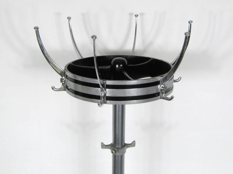 Industrial Machine Age Chrome Metal Rotating Coat Rack at 1stdibs
