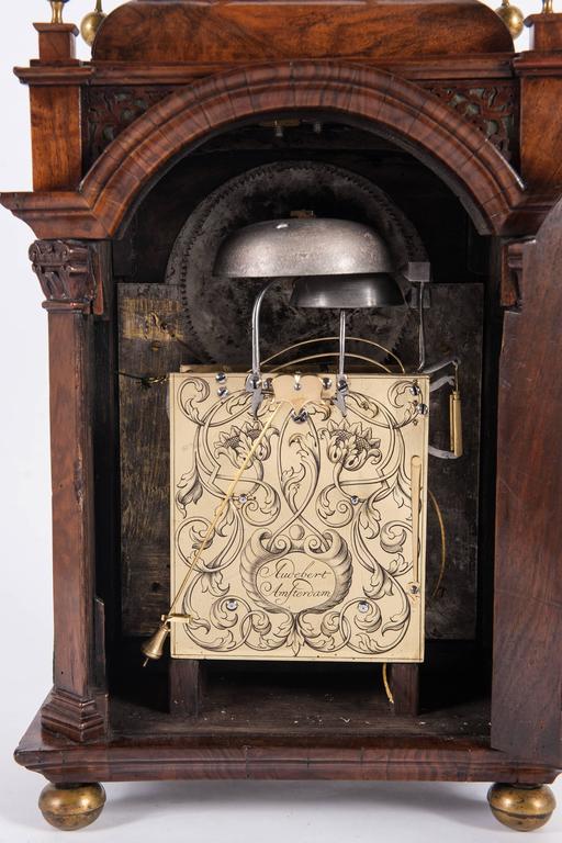 Very Small Unusual 18th Century Amsterdam Burr Walnut Bracket Clock For ...