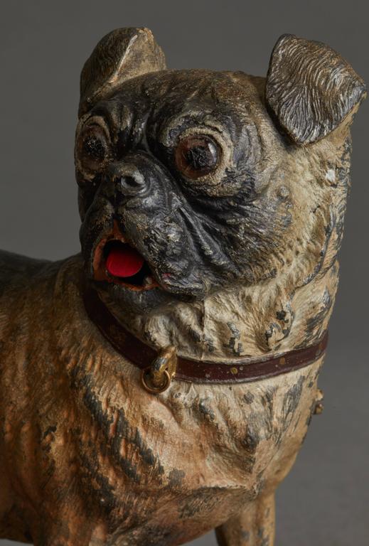 Animated Clock of a Pug Dog, circa 1880 For Sale at 1stDibs