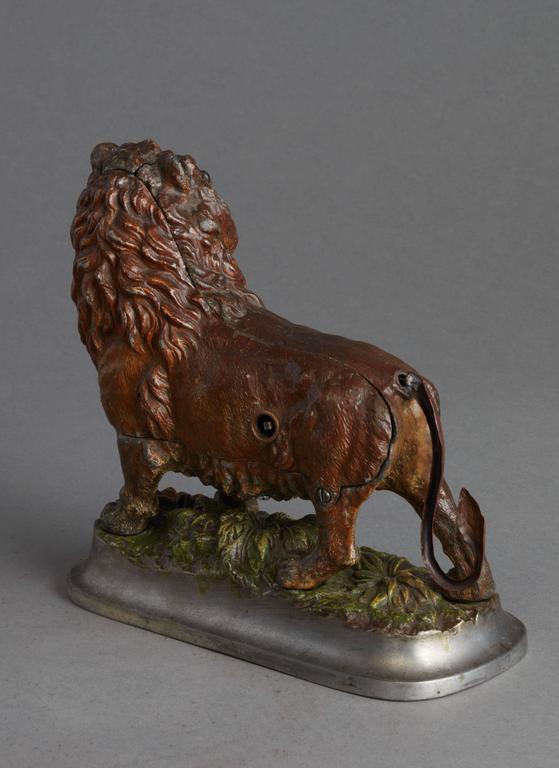 Small Animated Lion Desk Clock, circa 1880 For Sale at 1stDibs
